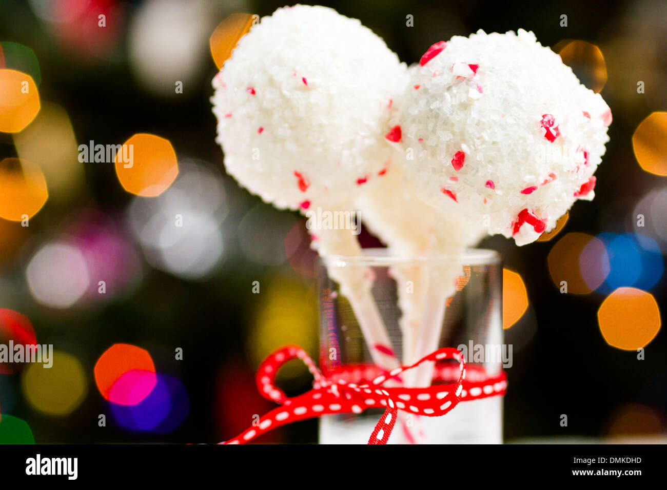 Peppermint chocolate cake pops dipped in white chocolate and candy cane ...