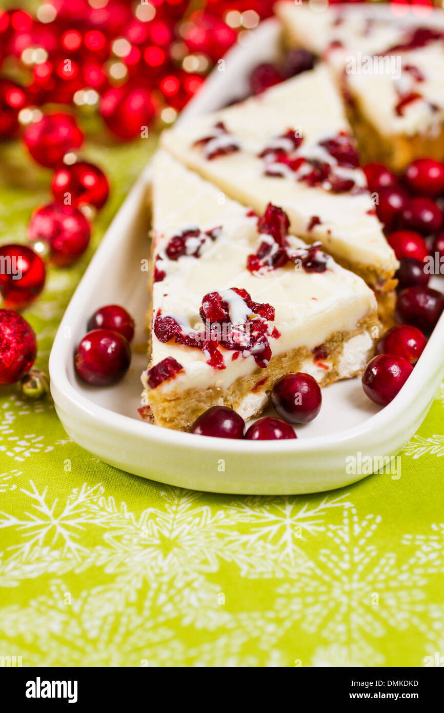 Cranberry bliss bar made with chunks of white chocolate and dried ...