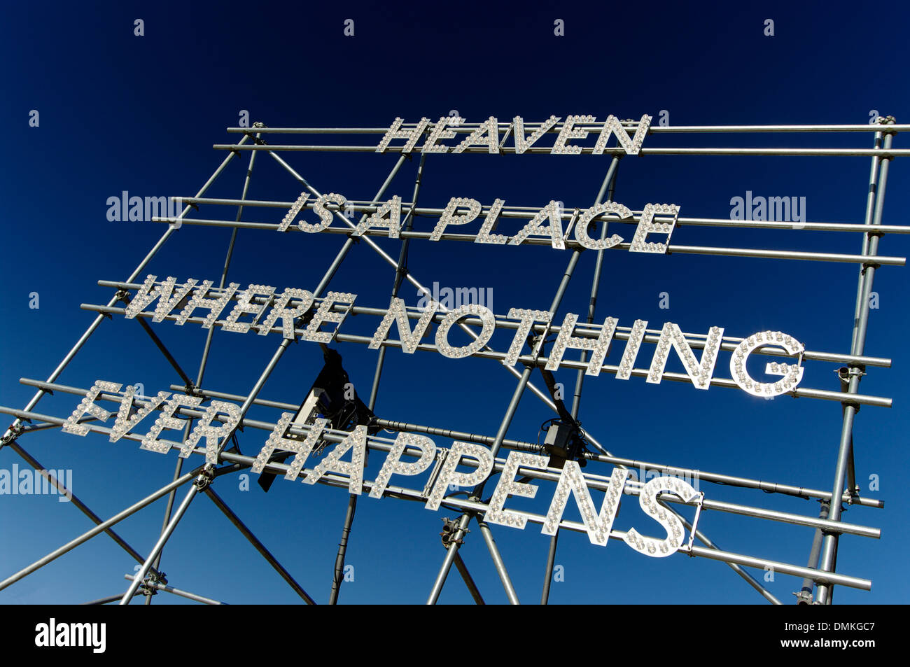 'Heaven is a place where nothing ever happens' sign Stock Photo - Alamy