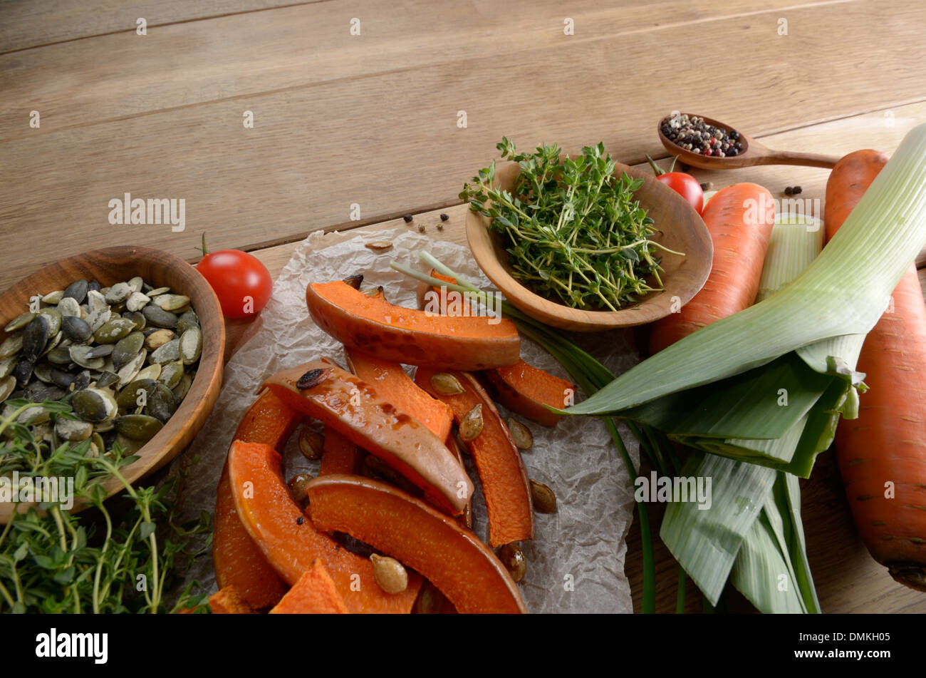Fresh Organic Vegetables on a Wooden Background with Space For Your ...