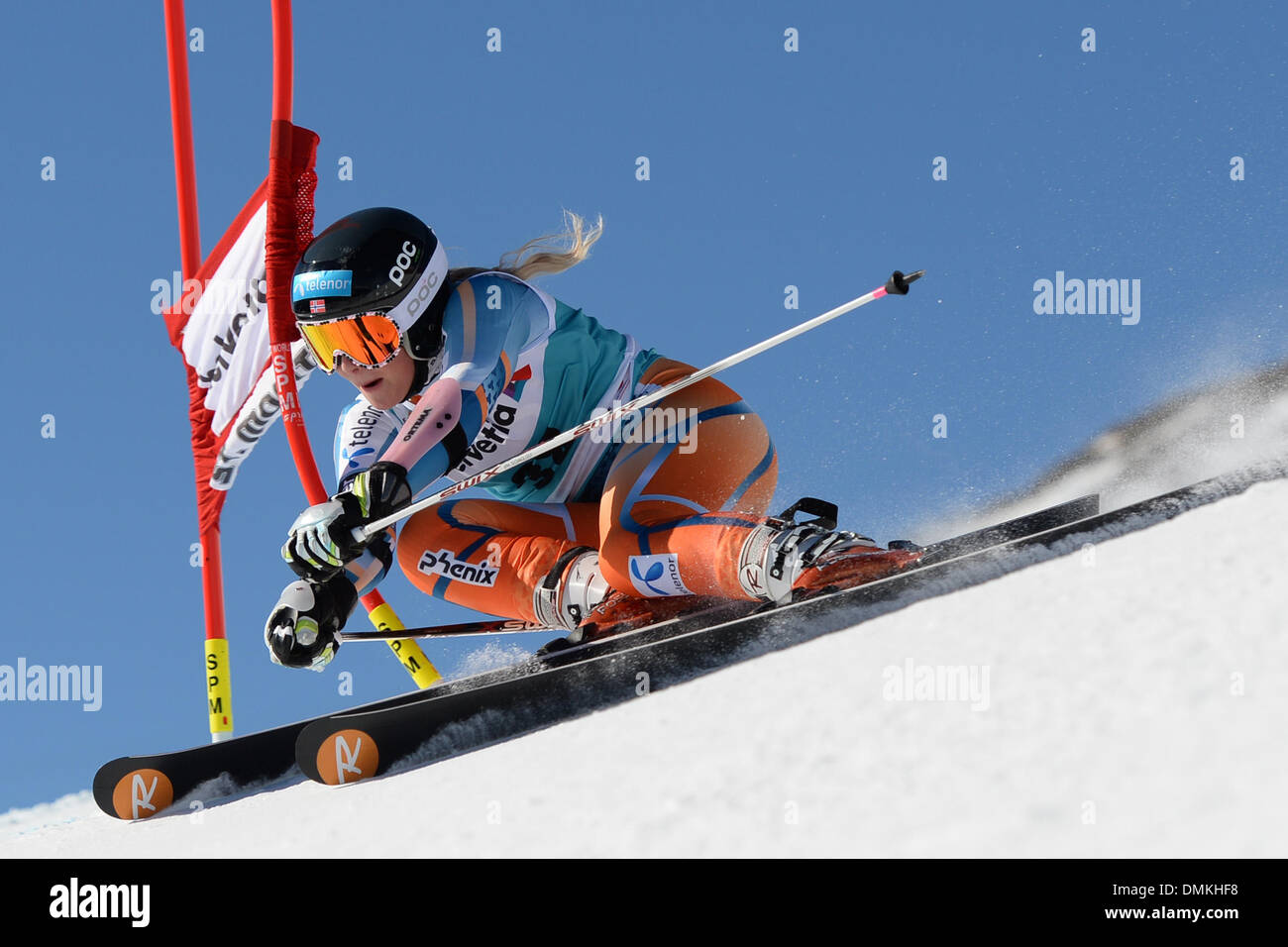 St Moritz, Switzerland. 15th Dec, 2013. Ragnhild Mowinckel speeds down ...