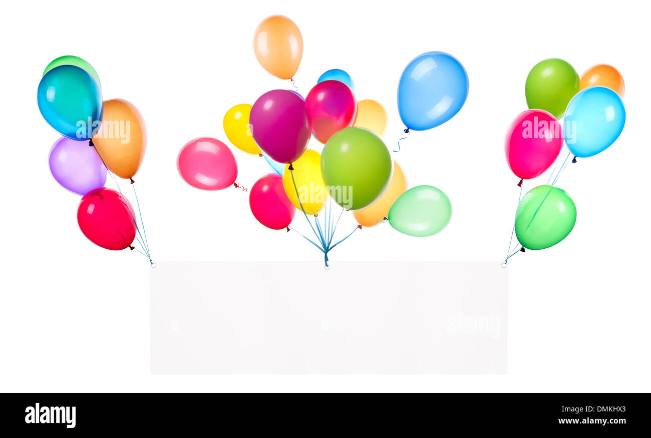 Holiday banners with colorful balloons isolated on white Stock Photo ...
