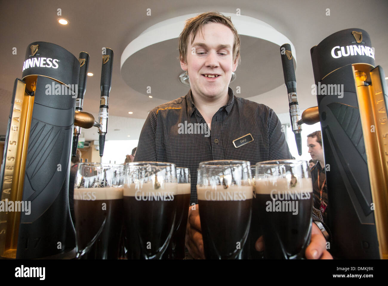 SERVING DARK DRAUGHT ALE AT THE OLD BREWERY, GUINNESS STOREHOUSE ...
