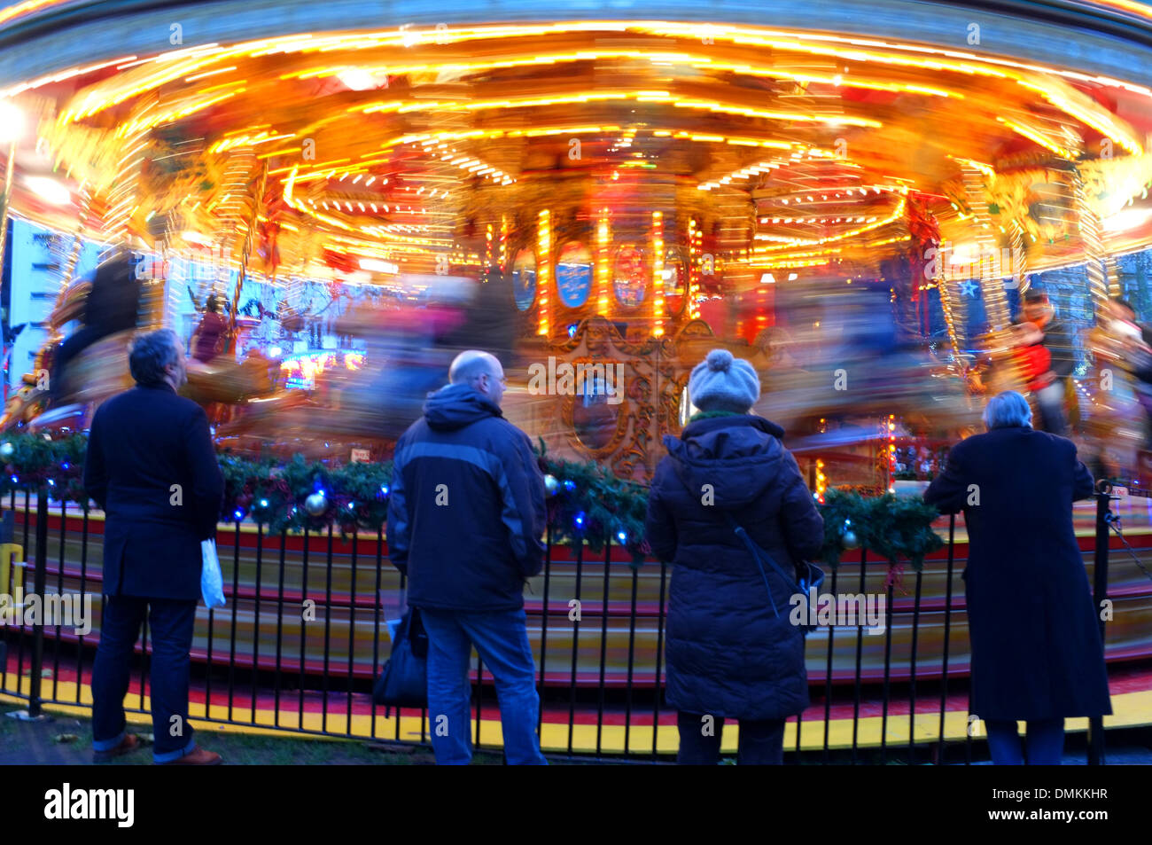 merry go round carousel in leicester square central london uk december ...