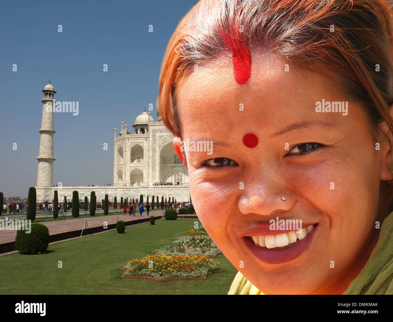 Agra india woman sari monument marble hi-res stock photography and ...