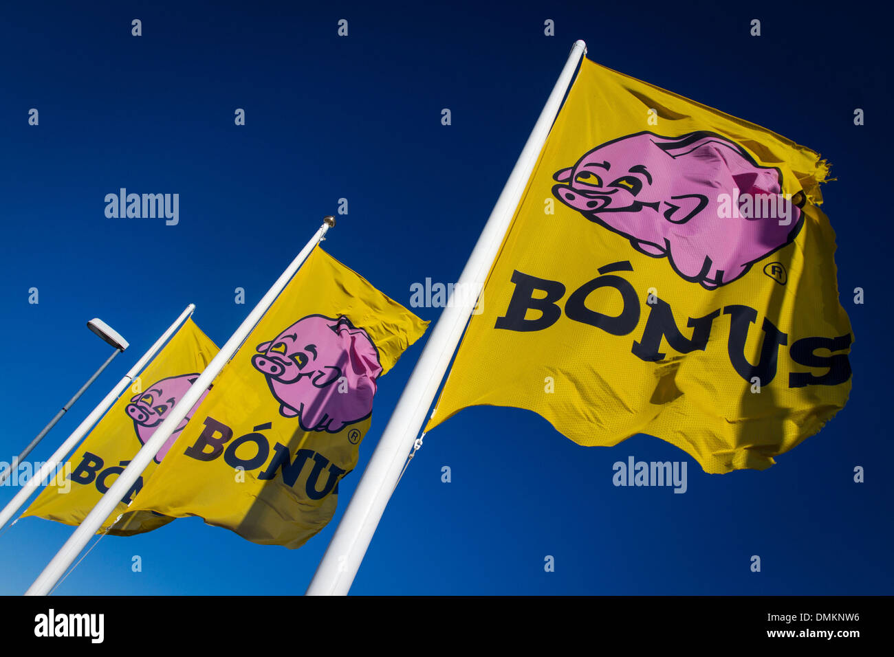 FLAGS FOR THE MARK BONUS, DISCOUNT SUPERMARKET, CITY OF REYKJAVIK ...