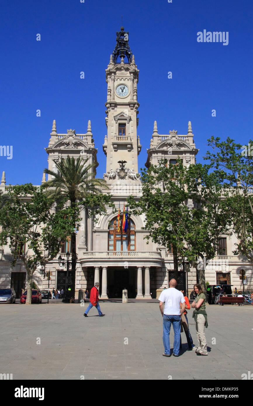 Town hall clock tower, Valencia, Spain, Europe Stock Photo - Alamy
