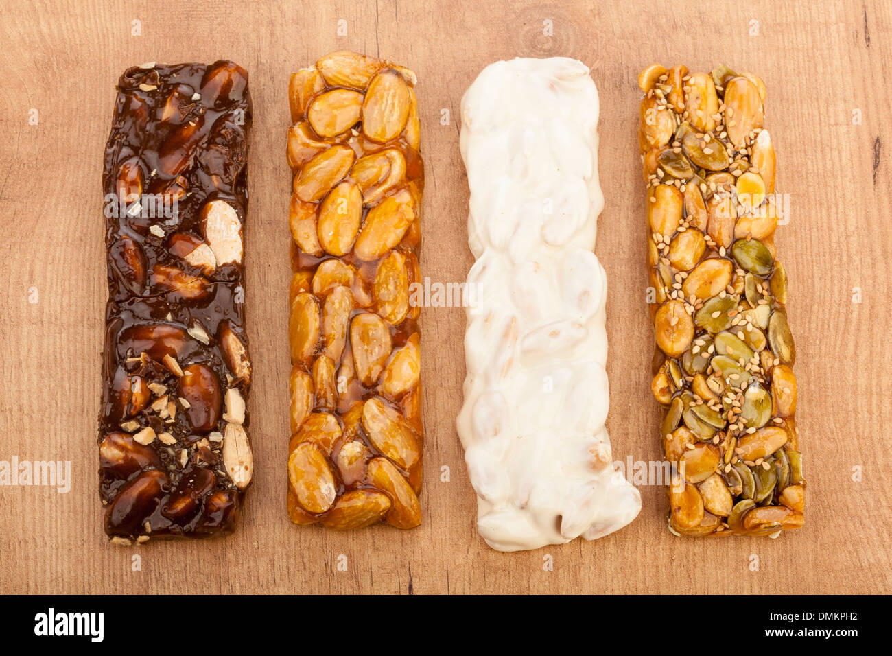 almond nougat and honey and chocolate turron bars Stock Photo - Alamy