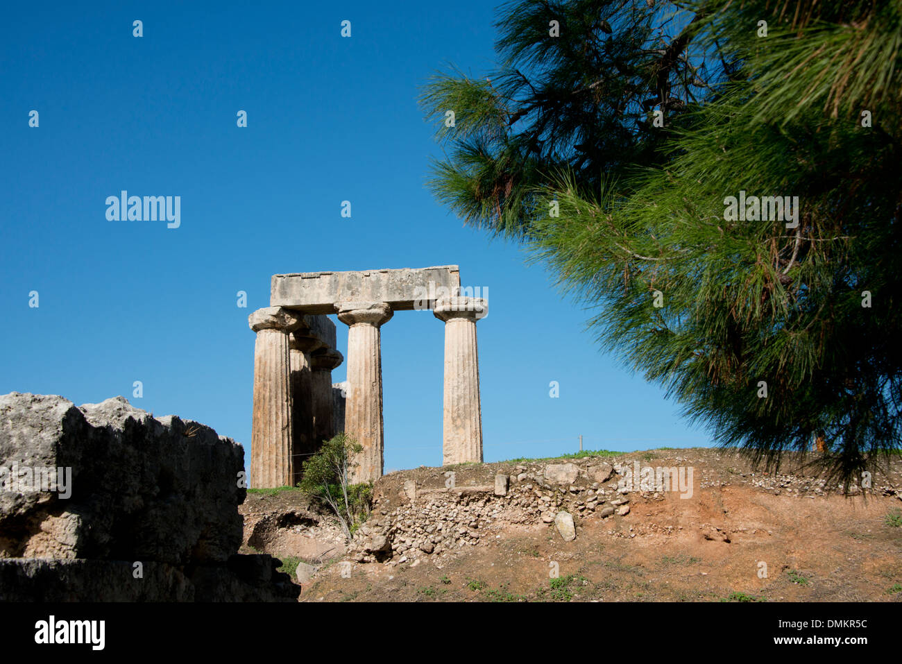 Greece, Corinth, Ancient Corinth. Doric Temple of Apollo, c. 540 B.C ...