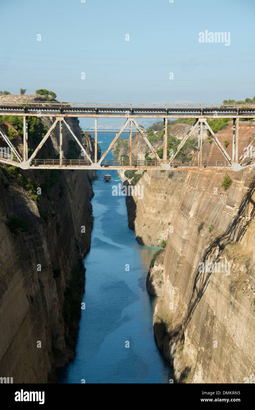 Greece, Corinth, Corinth Canal. 76-foot wide and 26-foot deep man-made ...