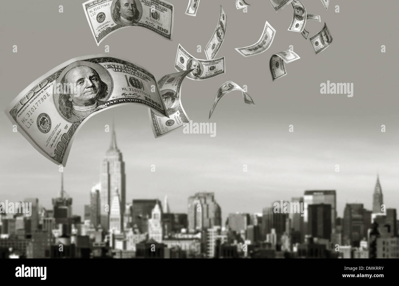 Falling Money $100 Bills Stock Photo - Alamy