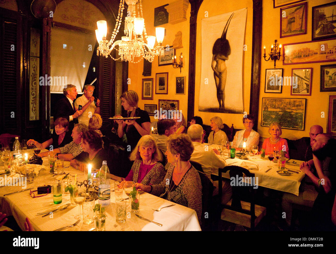 Cuba restaurant; People eating inside La Guarida restaurant, Havana ...