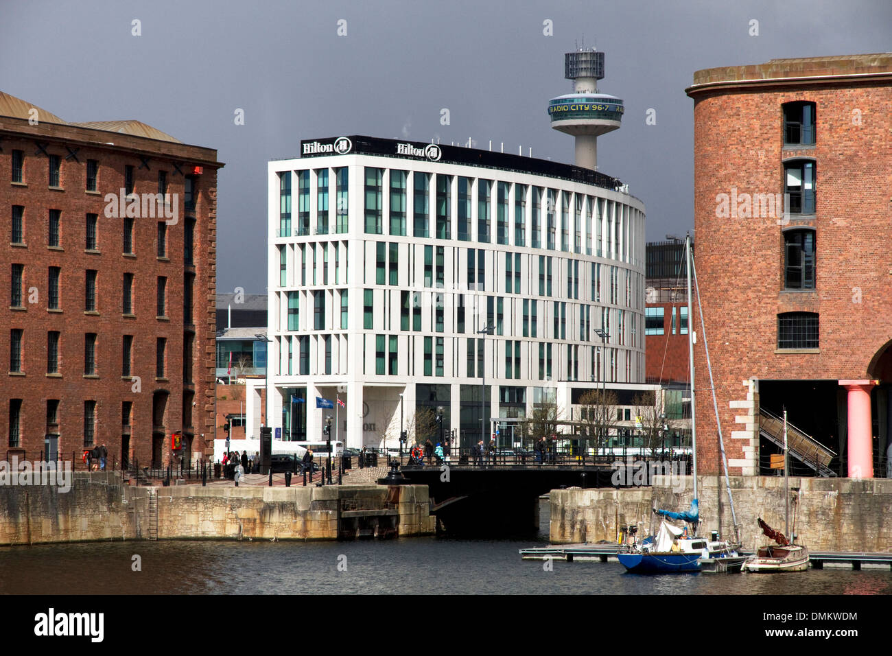Hilton Hotel (part of Liverpool One development) seen from Albert Dock ...