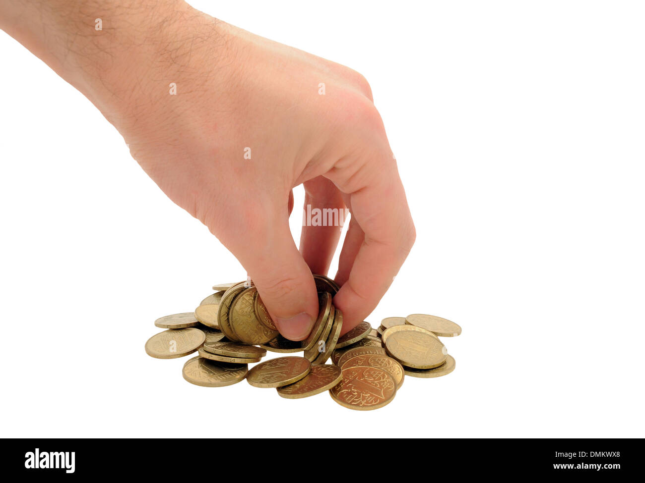Man's hand taking coins Stock Photo - Alamy