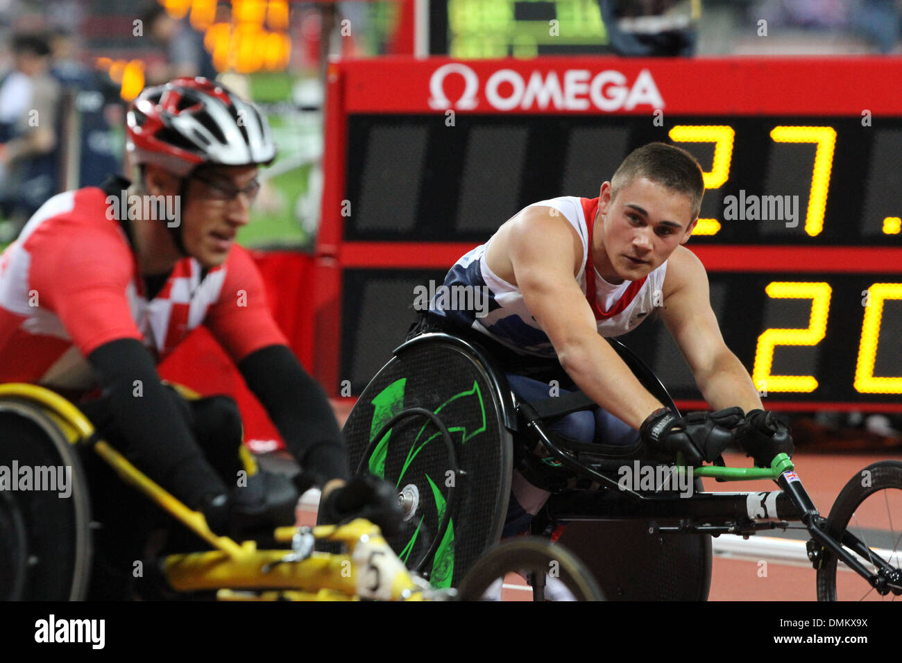 Jamie Carter GB in the mens T34 200 metres wheelchair race at the ...