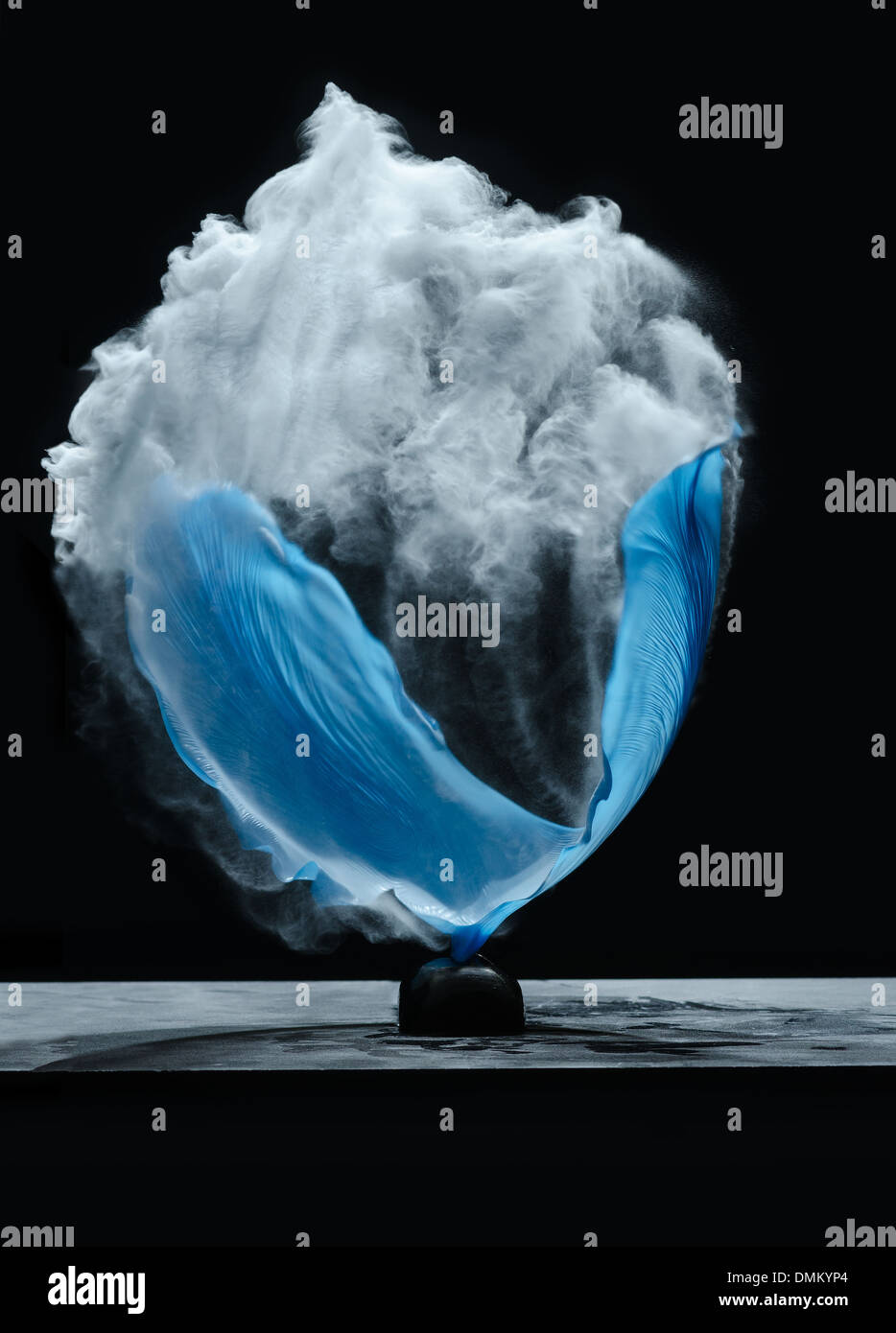 high speed flash capturing bursting balloon and visible sound wave ...