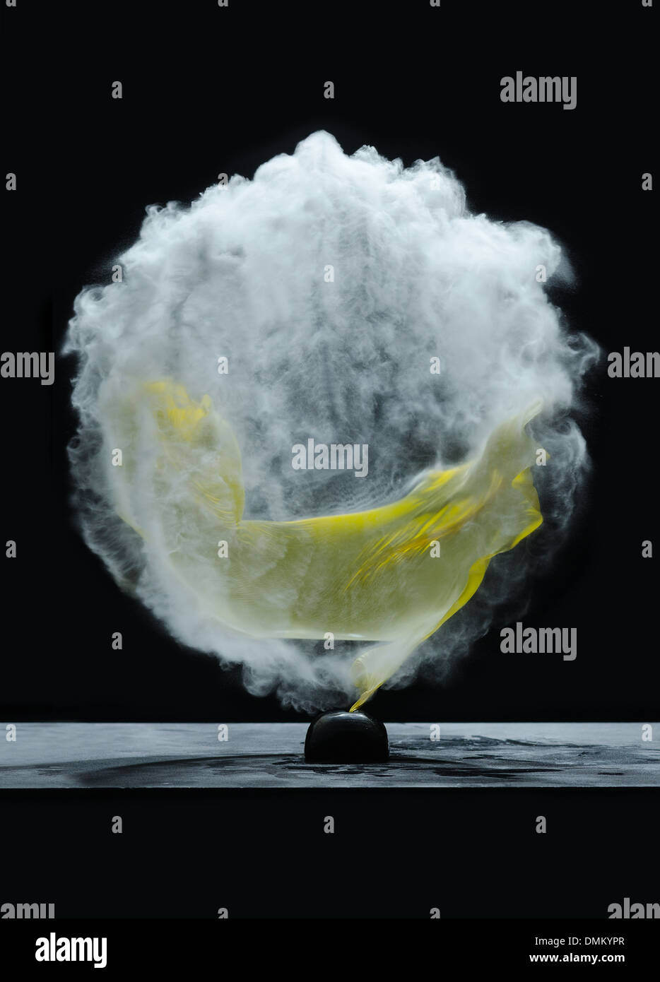 high speed flash capturing bursting balloon and visible sound wave ...