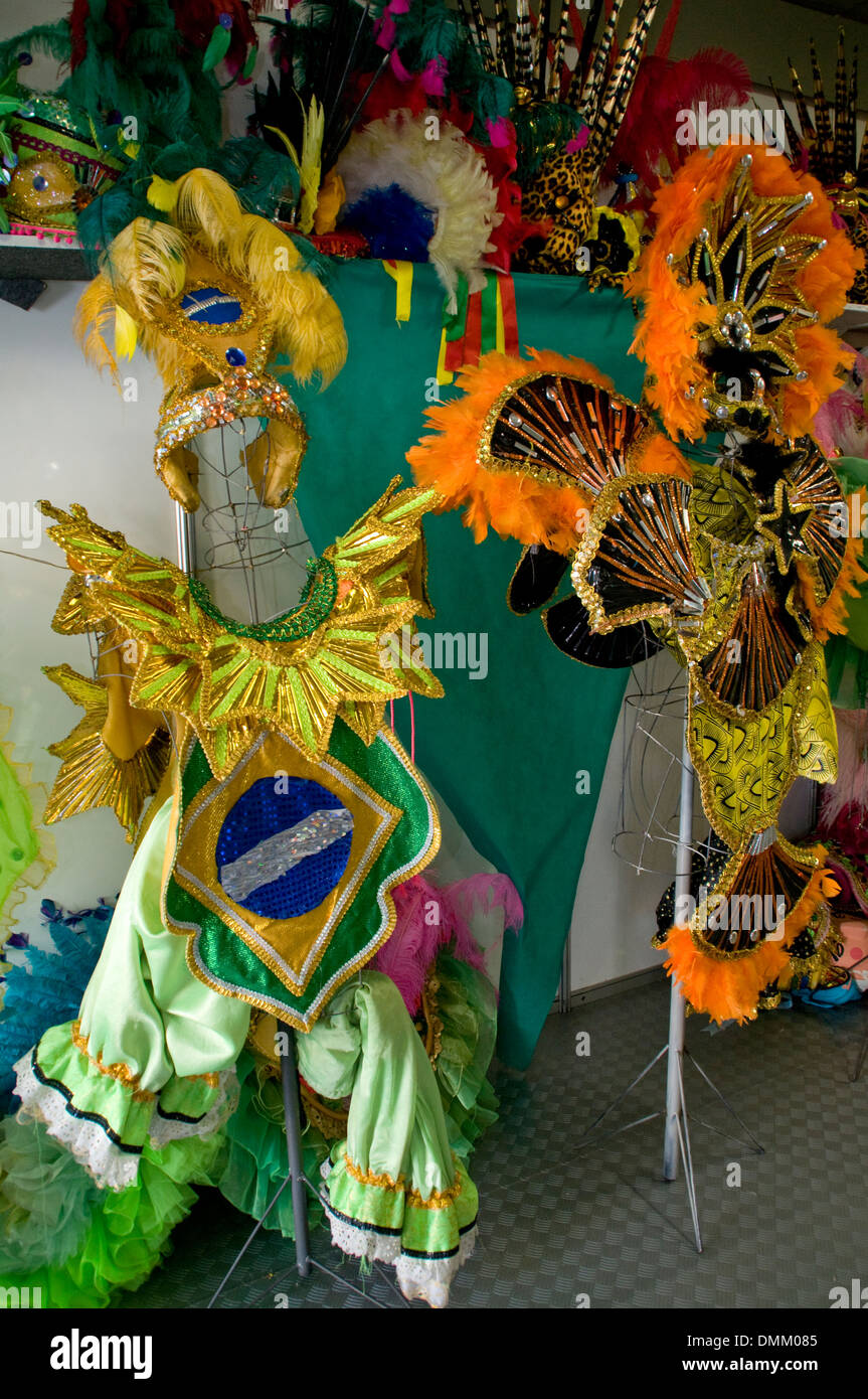 A shop selling the famous Brazilian carnival costumes and headdresses ...
