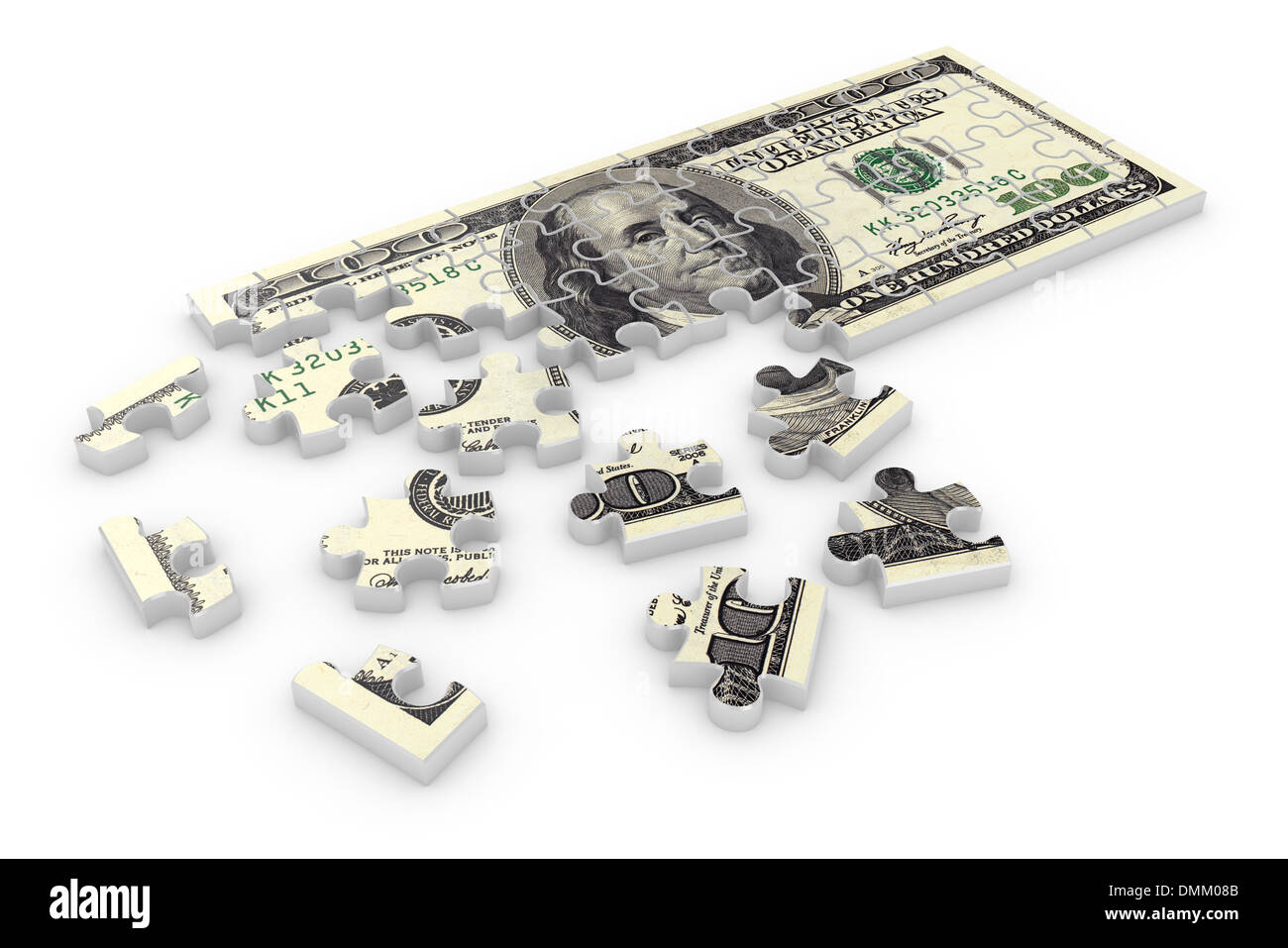 100 dollar bill puzzle hi-res stock photography and images - Alamy