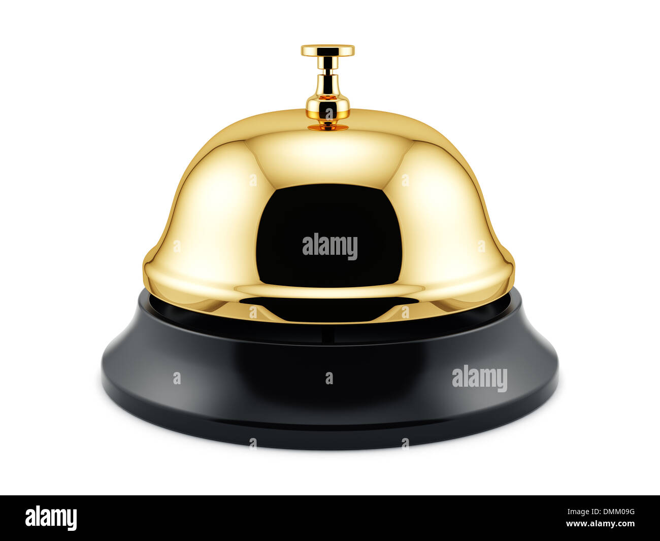 3d render of golden reception bell isolated on white background ...