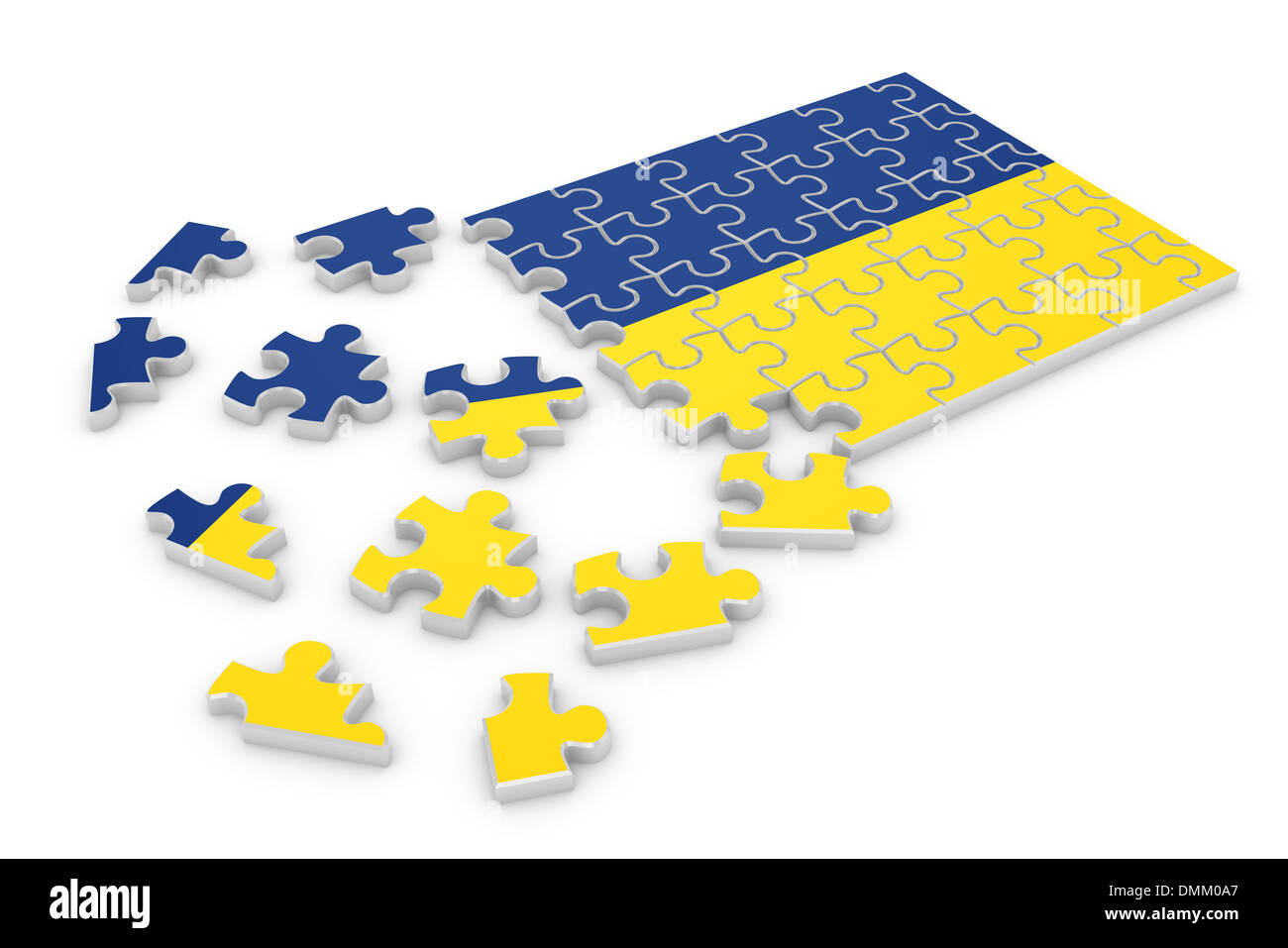 3d render of Ukraine puzzle flag isolated on white background Stock ...