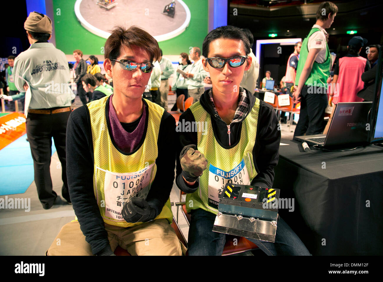 Tokyo, Japan - The Robot operators Hayato Minami and Mazmitzu Hamaguchi ...