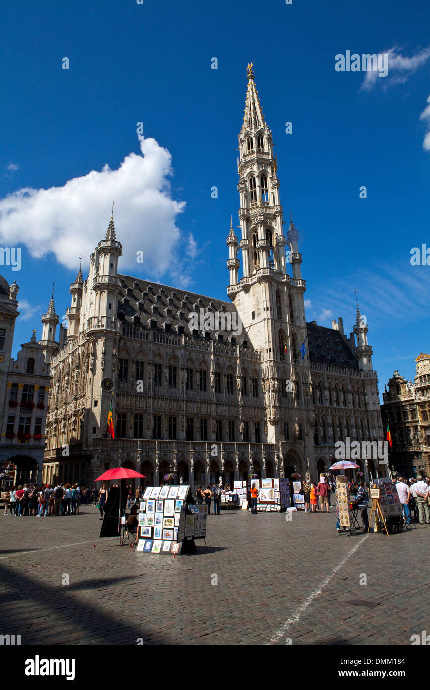 Brussels Town Hall situated on Grand Place Stock Photo - Alamy