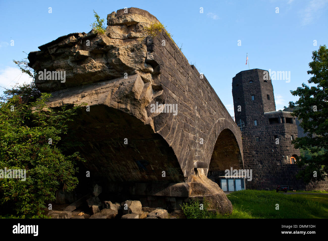 The remains of the bridge at Remagen (Ludendorff Bridge) in Germany ...
