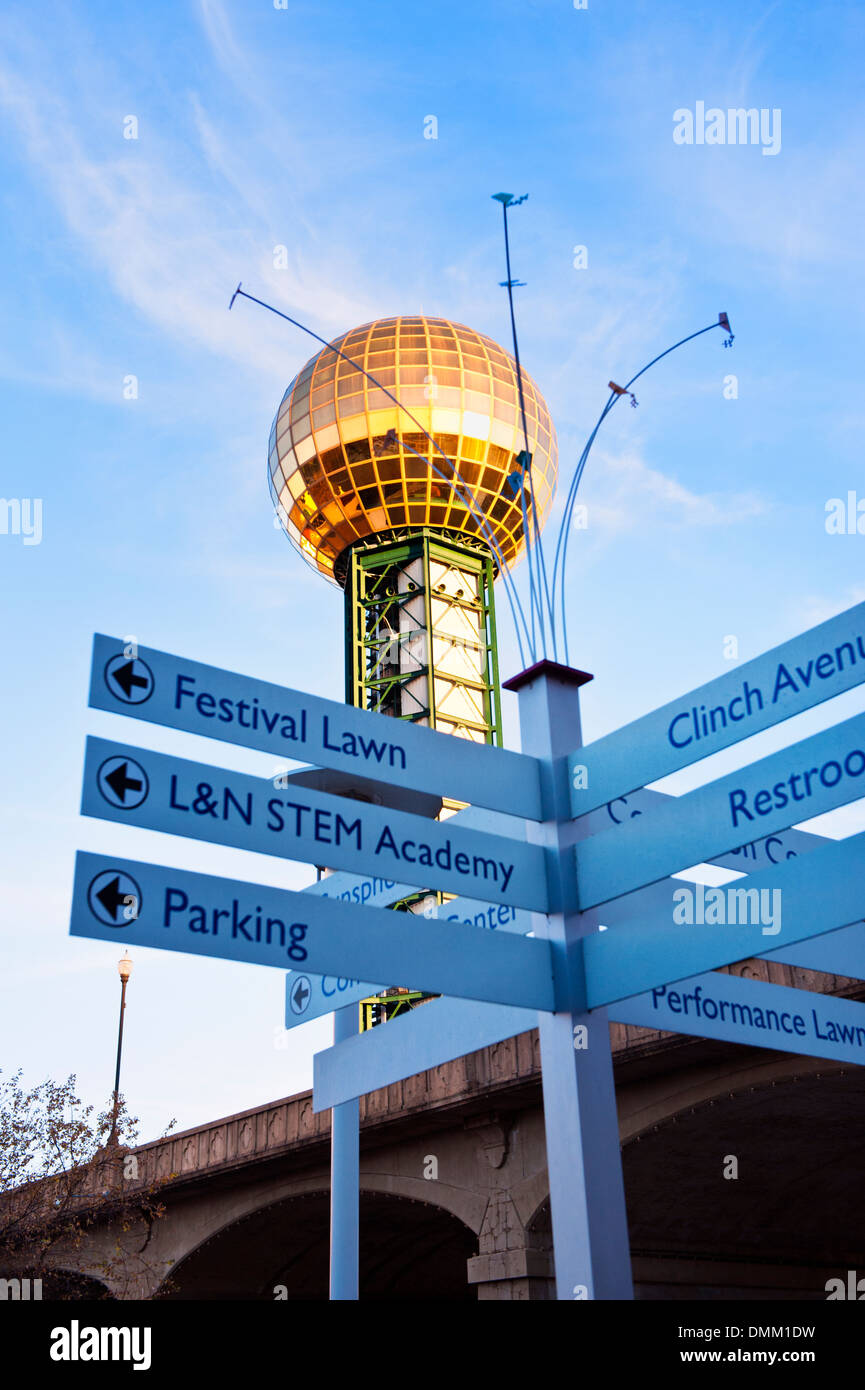 Knoxville Tennessee with the 1982 World Fair Sunsphere in background ...