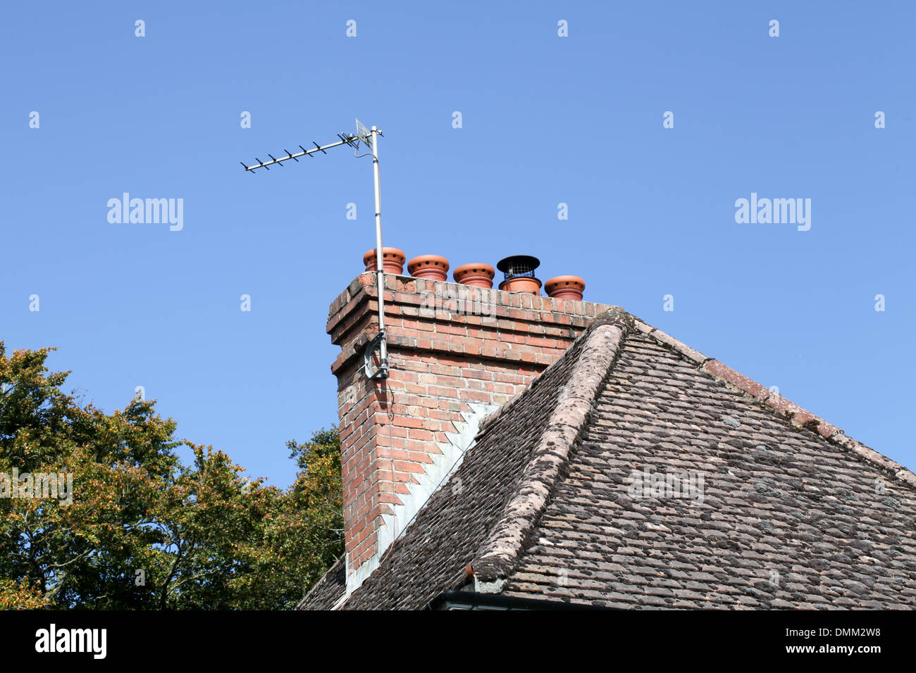 TV aerial on chimney Stock Photo - Alamy