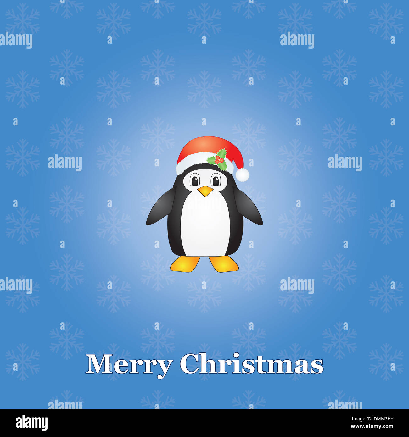 blue Merry Christmas background with penguin Stock Photo - Alamy