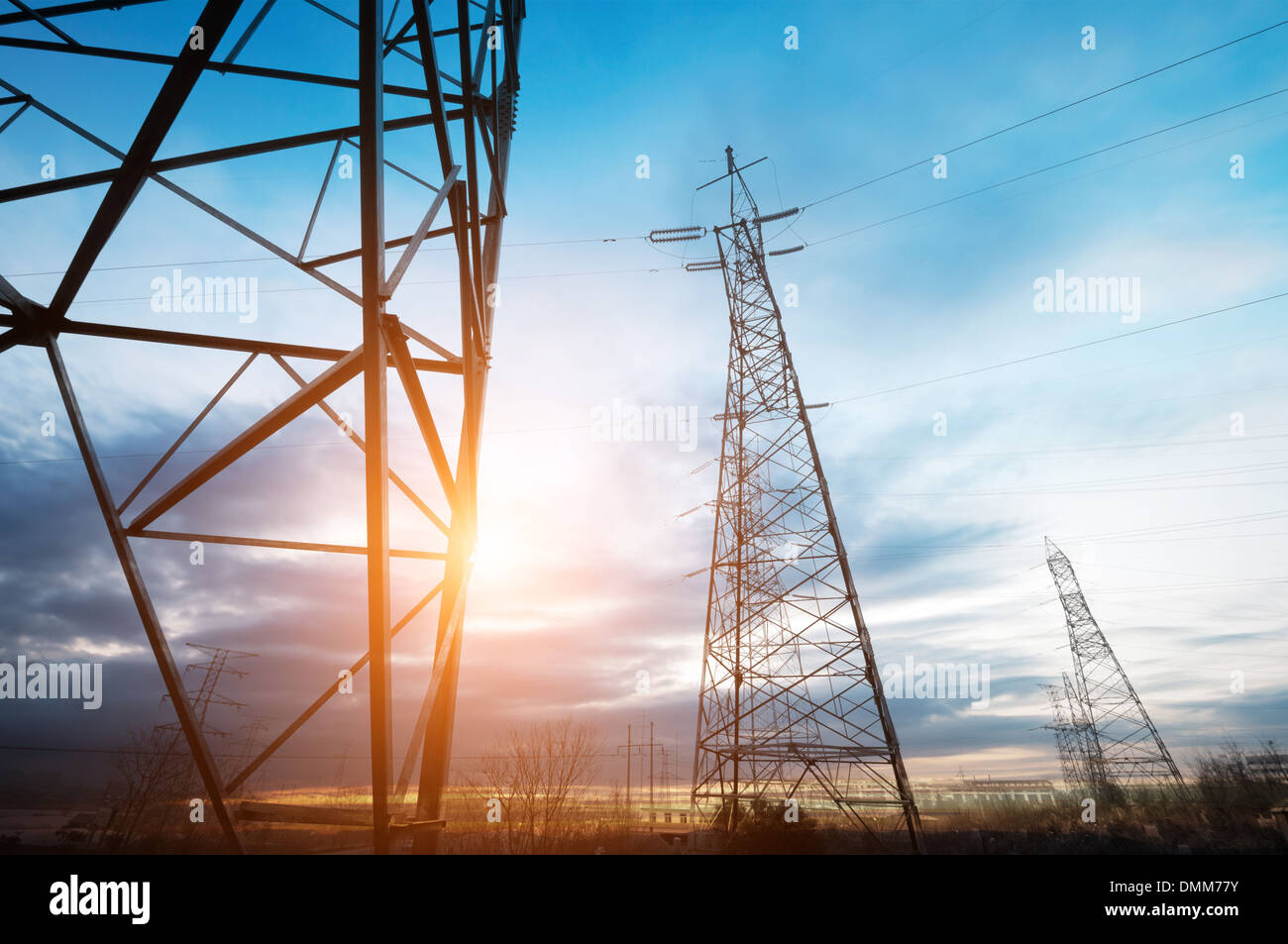 Power tower in the sky background Stock Photo - Alamy