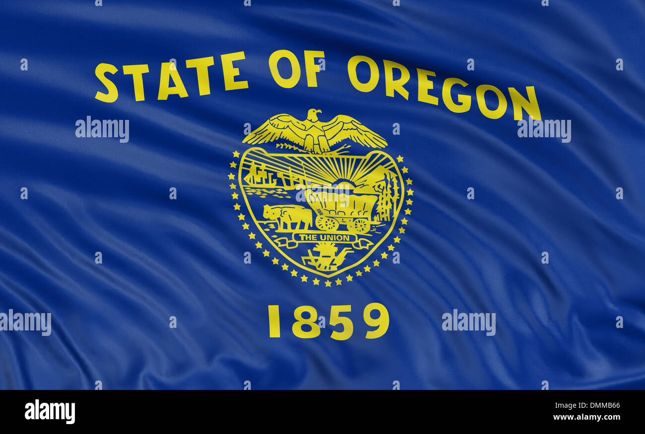 Oregon state flag waving isolated hi-res stock photography and images ...