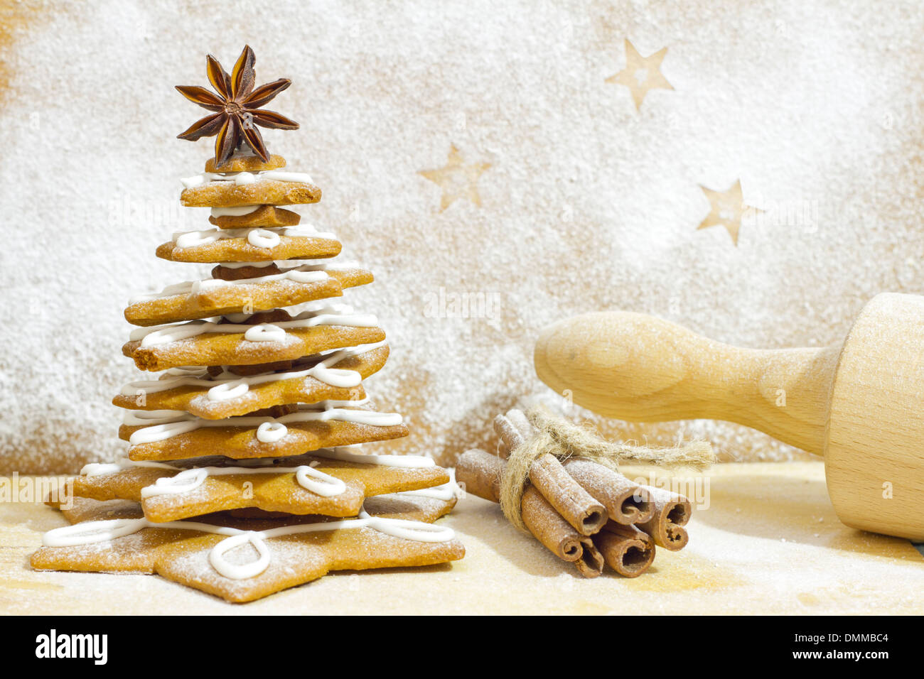 Gingerbread tree in the kitchen christmas baking concept Stock Photo ...