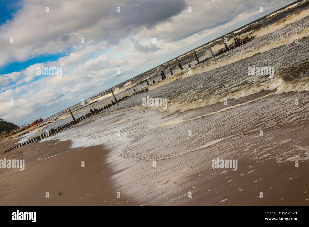 View on beauty sandy beach on Baltic sea - Rewal, Poland Stock Photo ...