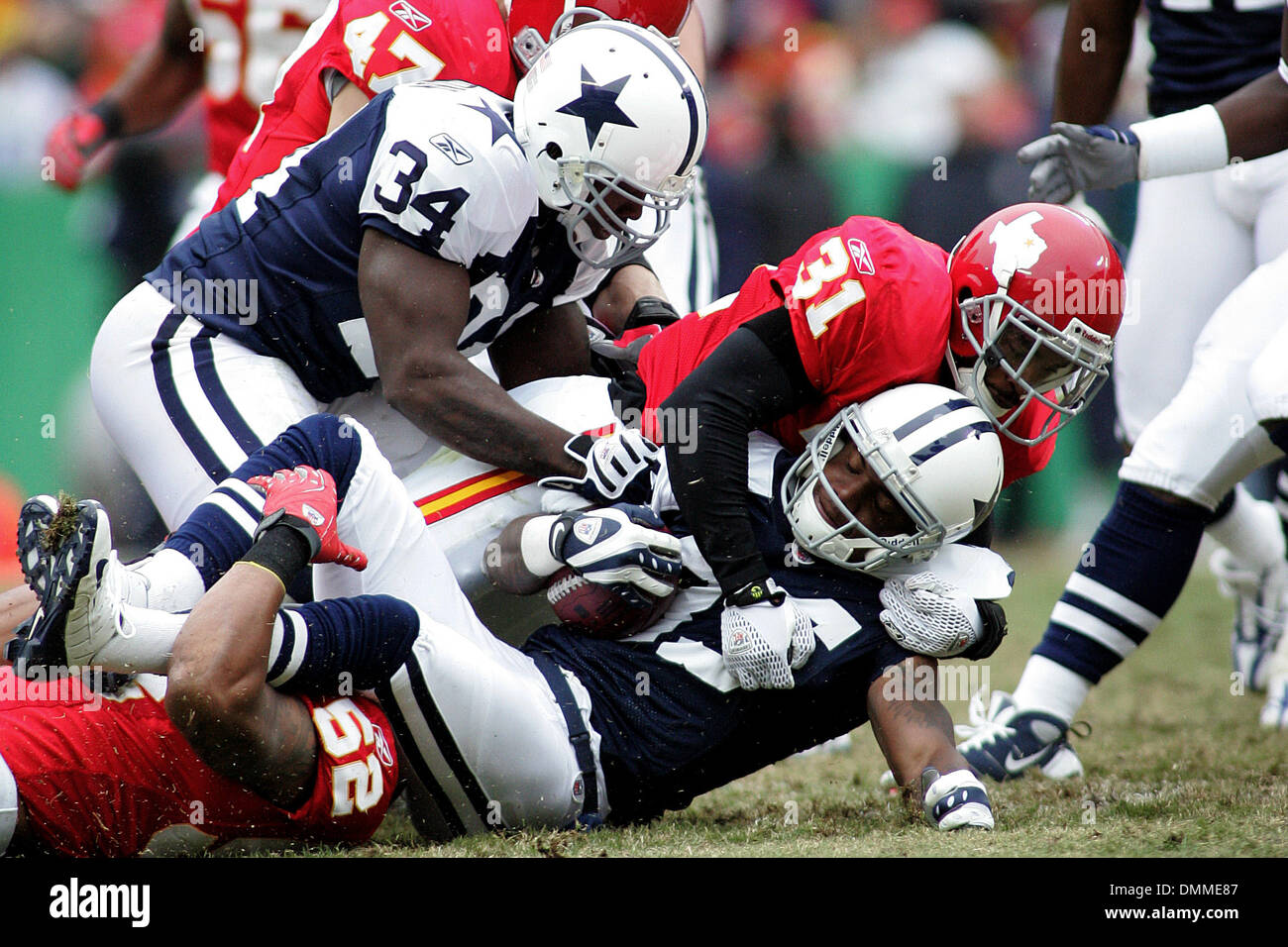 11 October 2009: Dallas Cowboys FB Deon Anderson (34) can't keep Kansas ...