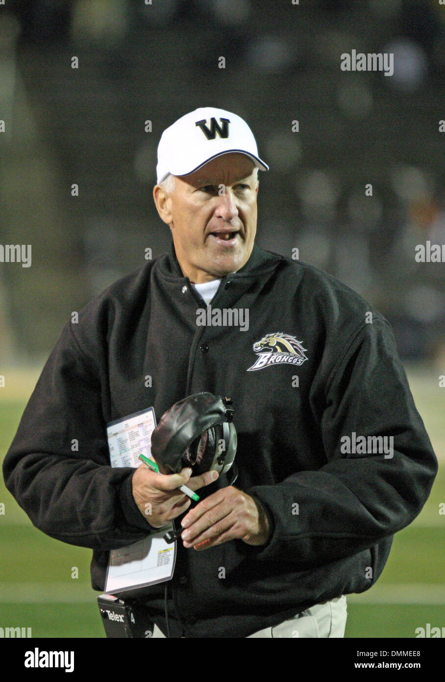 10 October 2009: Western Michigan head coach Bill Cubit during game ...