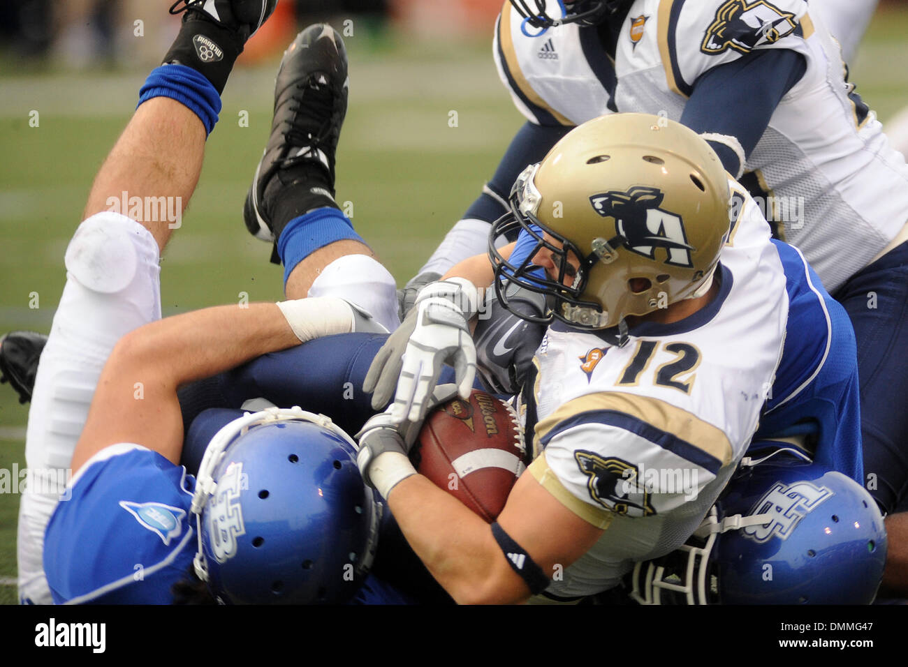 17 October 2009: Akron wide receiver Jeremy Bruce (12) gets dropped for ...