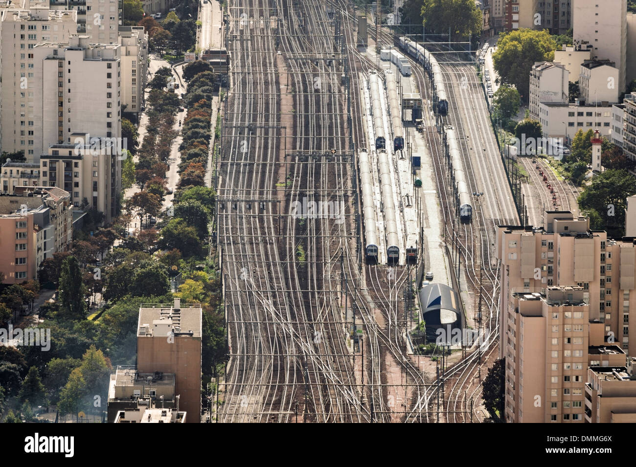 Paris, France - railway lines at the approach to Montparnasse station ...