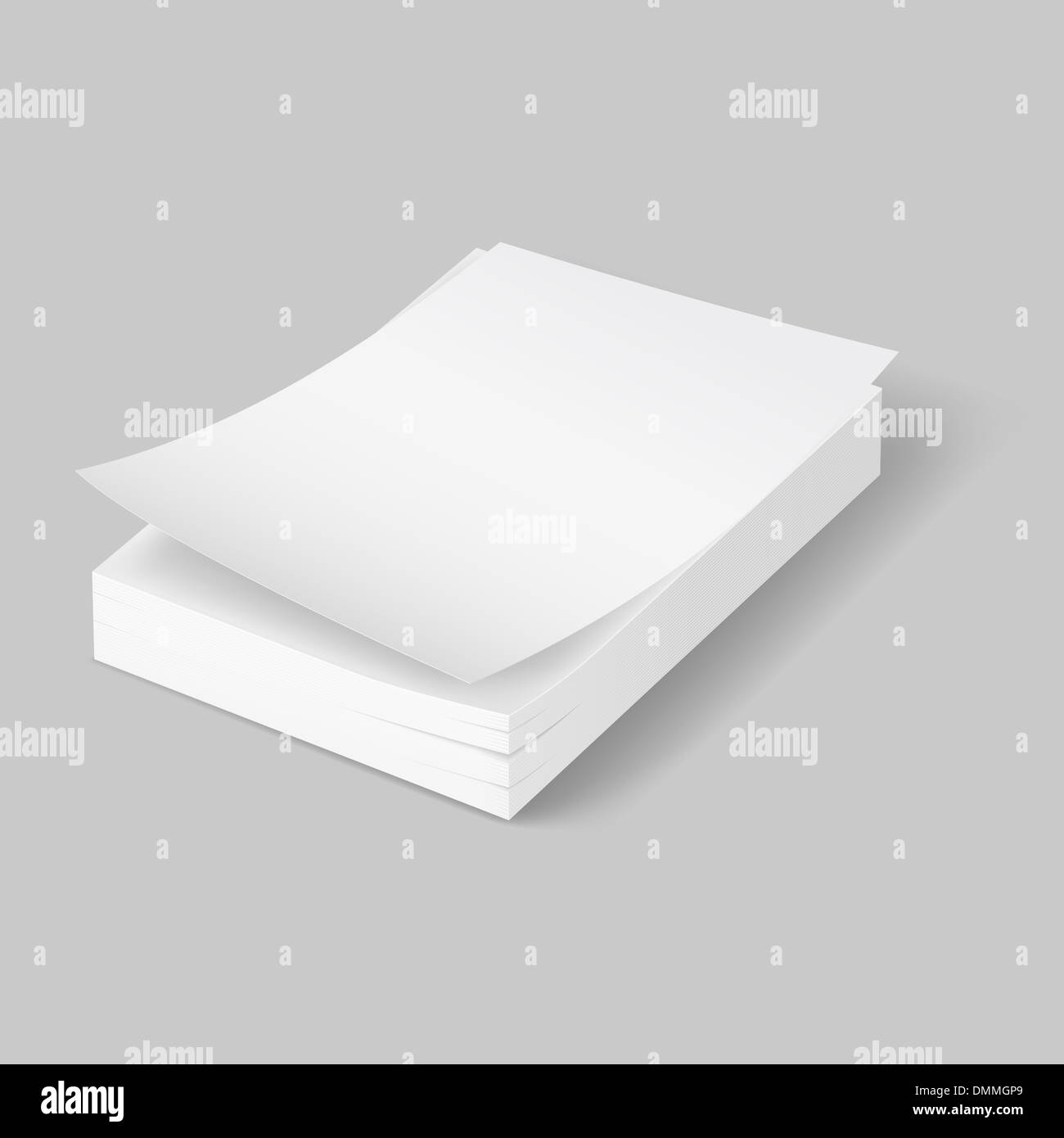 Stack of blank papers with first bent sheet on grey background Stock ...