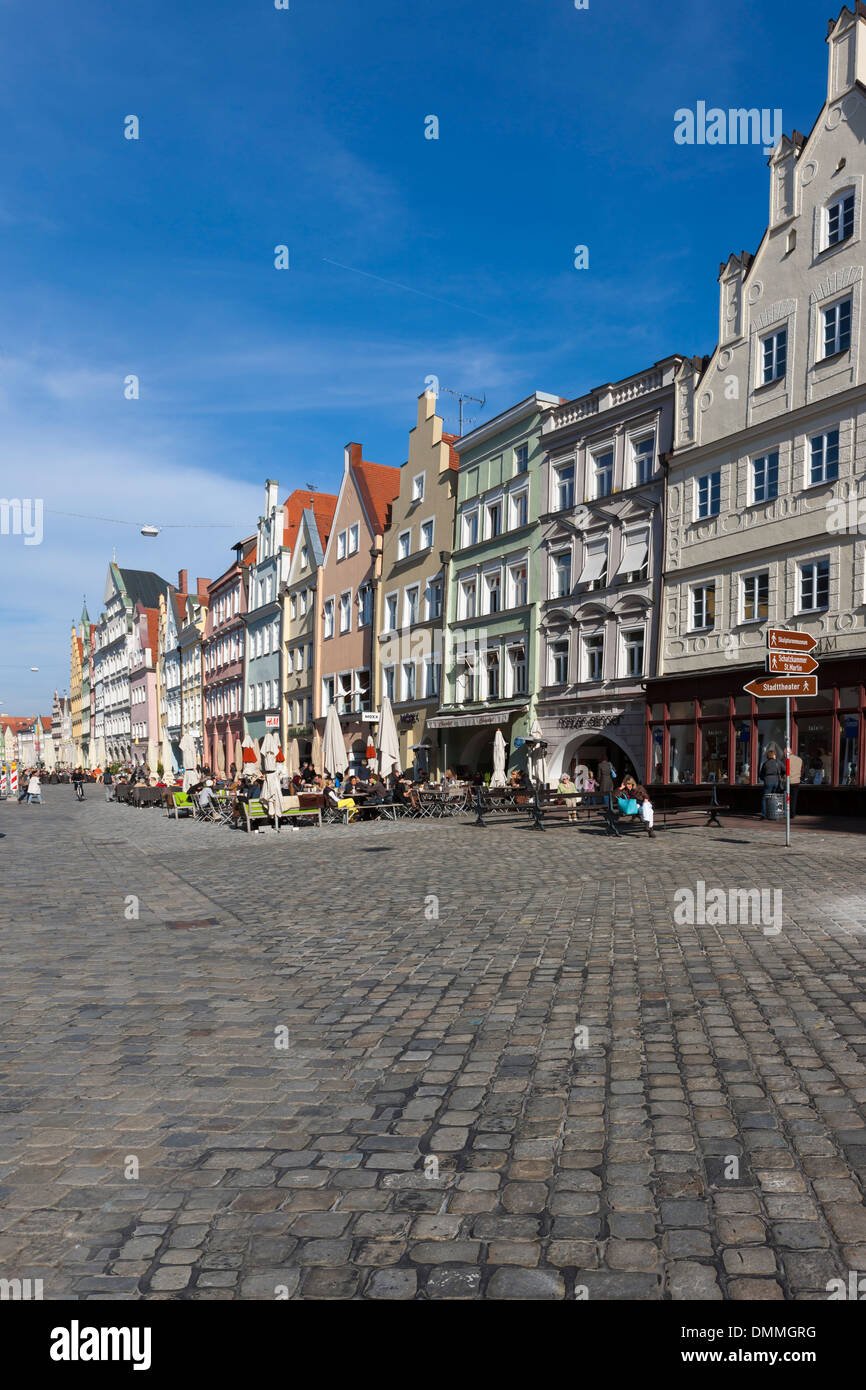 Germany, Bavaria, Landshut, old town, historic buildings at pedestrian ...
