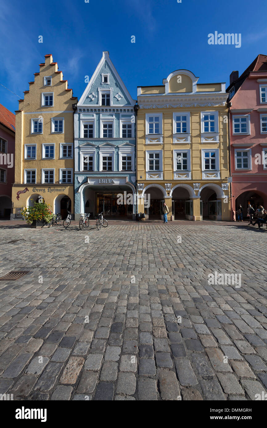 Germany, Bavaria, Landshut, old town, historic buildings at pedestrian ...