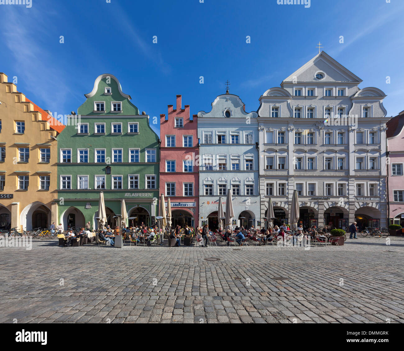 Germany, Bavaria, Landshut, old town, historic buildings at pedestrian ...