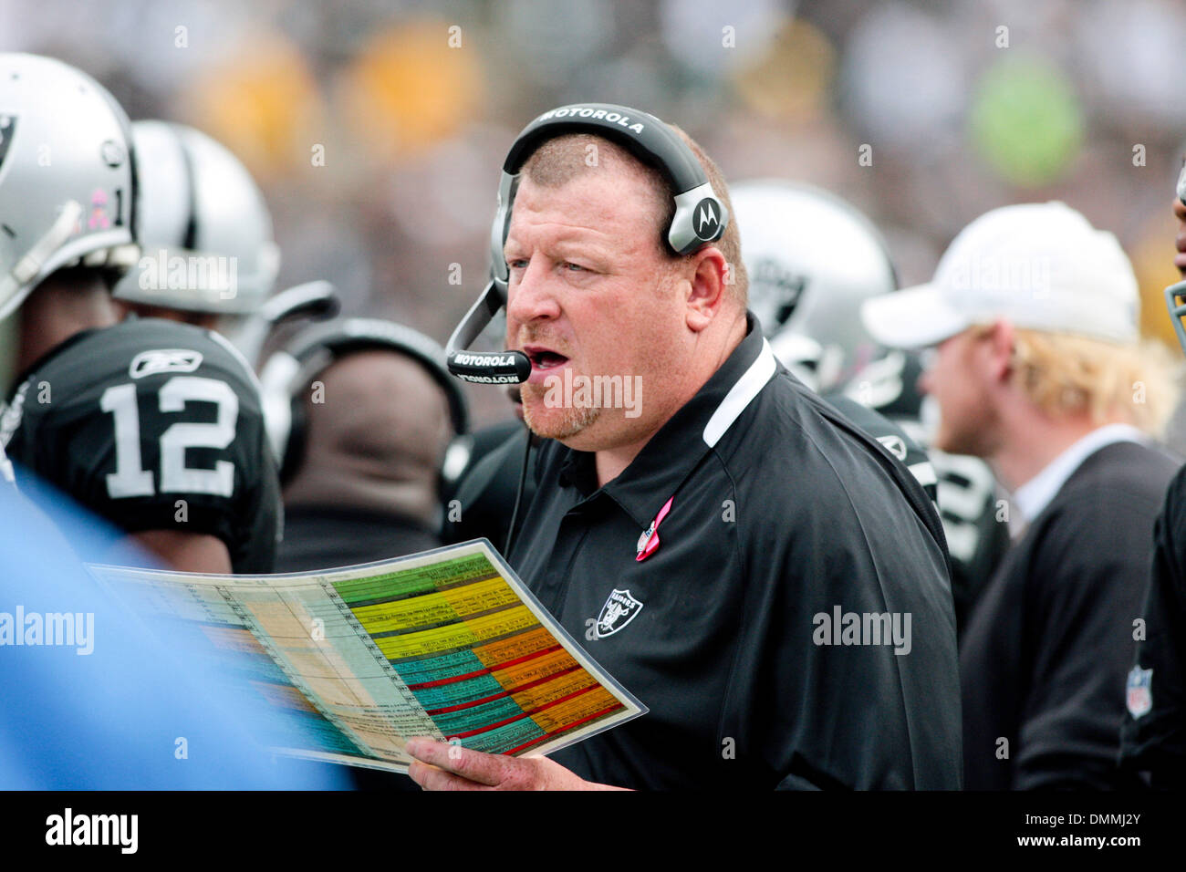 18 October 2009: Oakland Raiders Head Coach Tom Cable during game ...