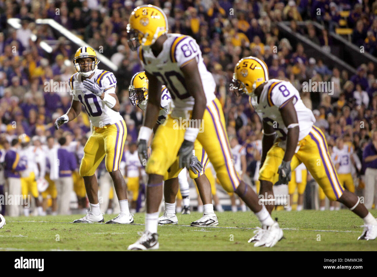 24 October 2009: LSU quarterback Russell Shepard (10) calls the play ...