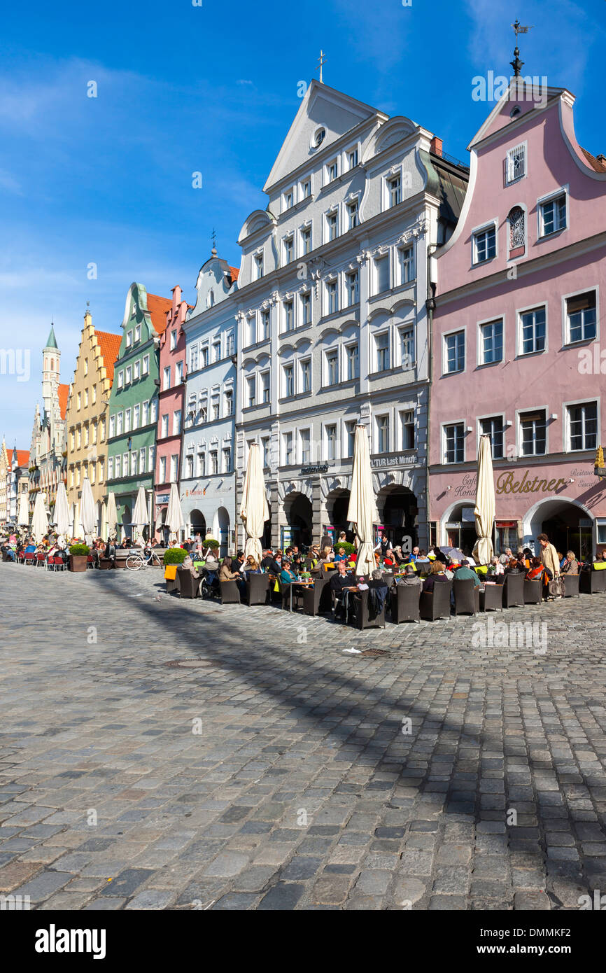 Germany, Bavaria, Landshut, old town, historic buildings at pedestrian ...