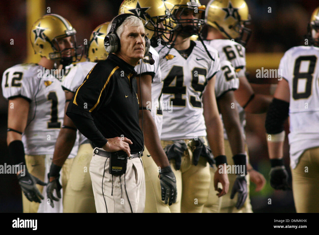 24 October 2009: Vanderbilt coach Bobby Johnson looks at the scoreboard ...