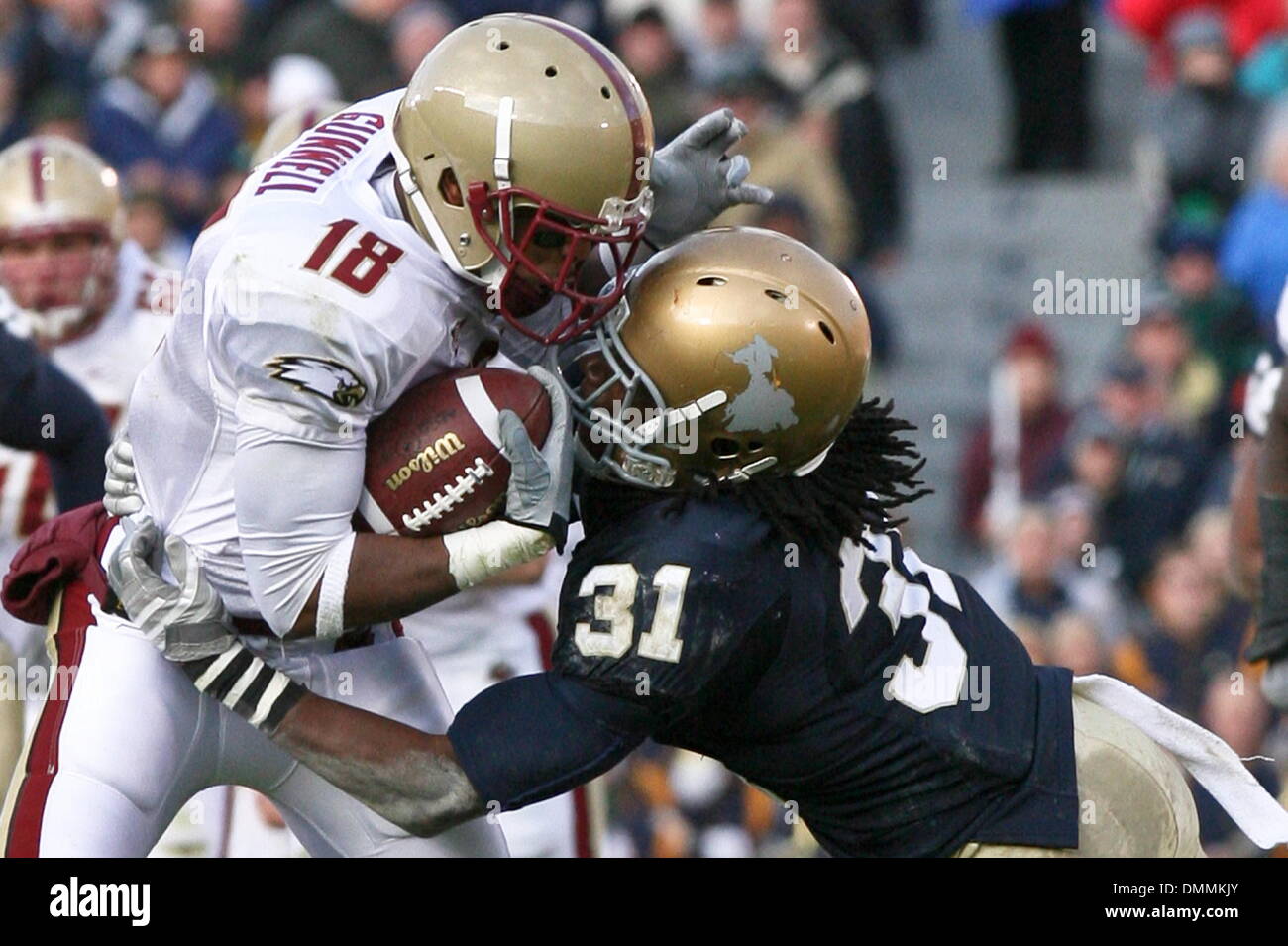 24 October 2009: Boston College wide receiver Kamara Duval (18) goes ...