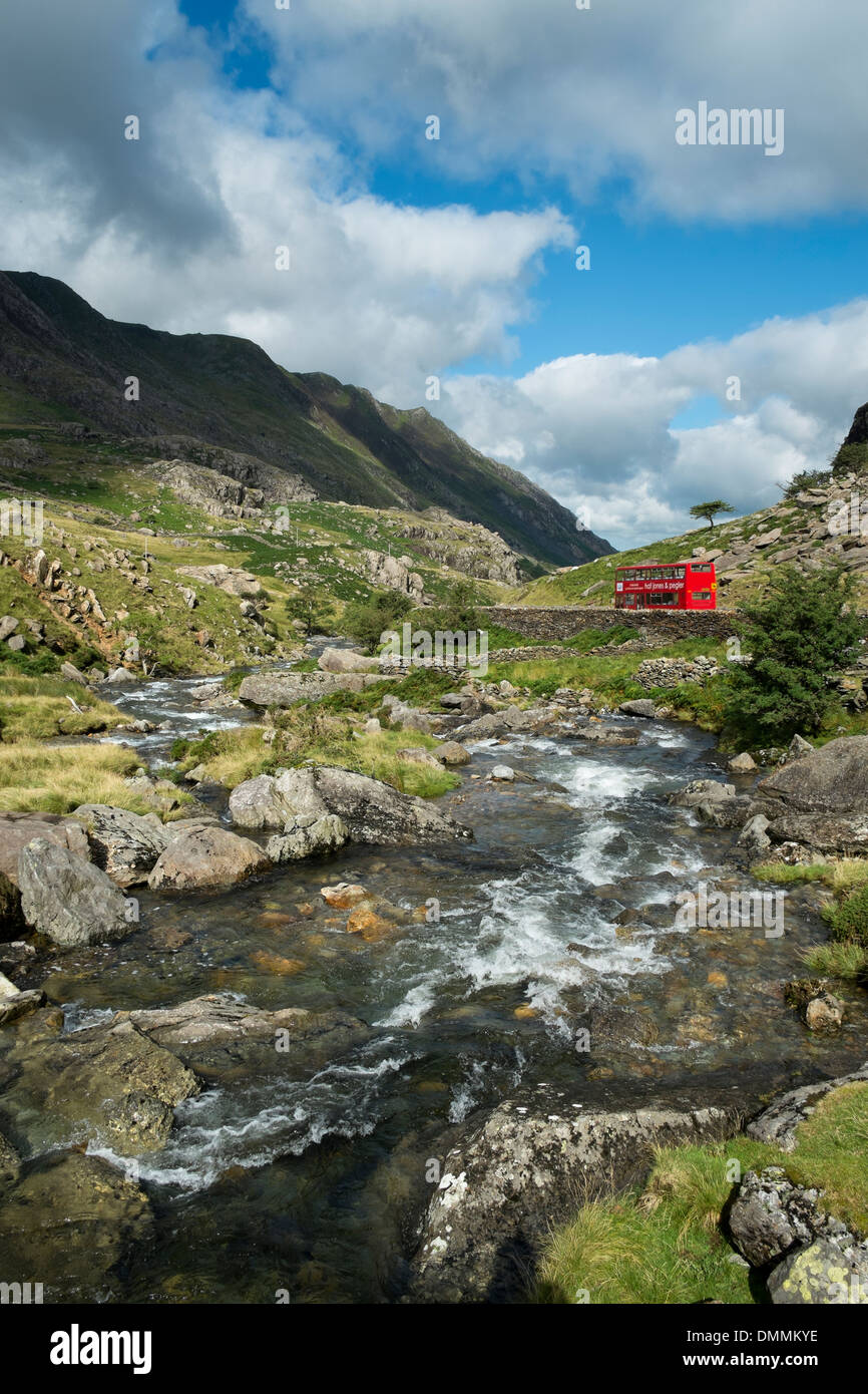 Great Britian, Wales, mountain stream at Llanberis Pass at Snowdonia ...