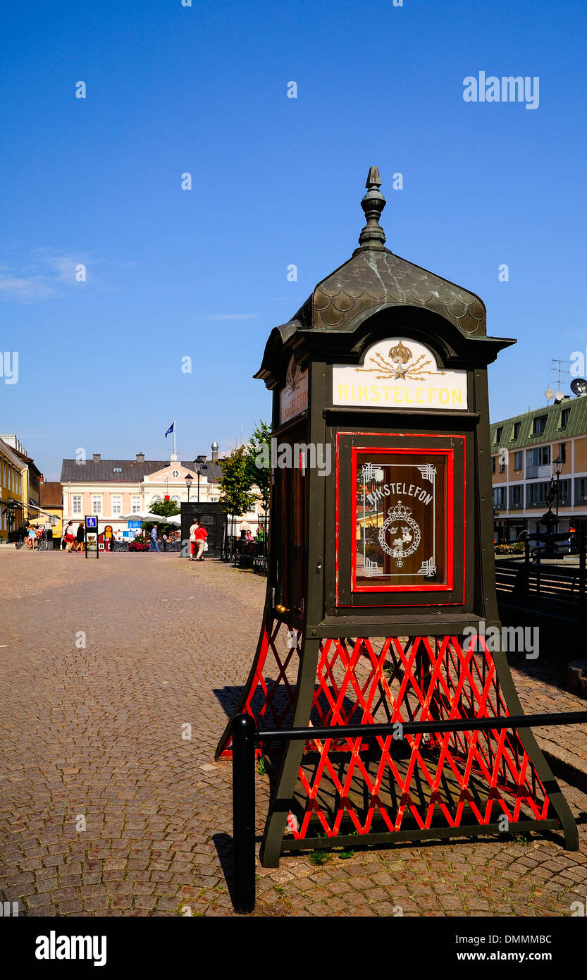 Sweden, Smaland, Vimmerby, Historical telephone booth Stock Photo - Alamy